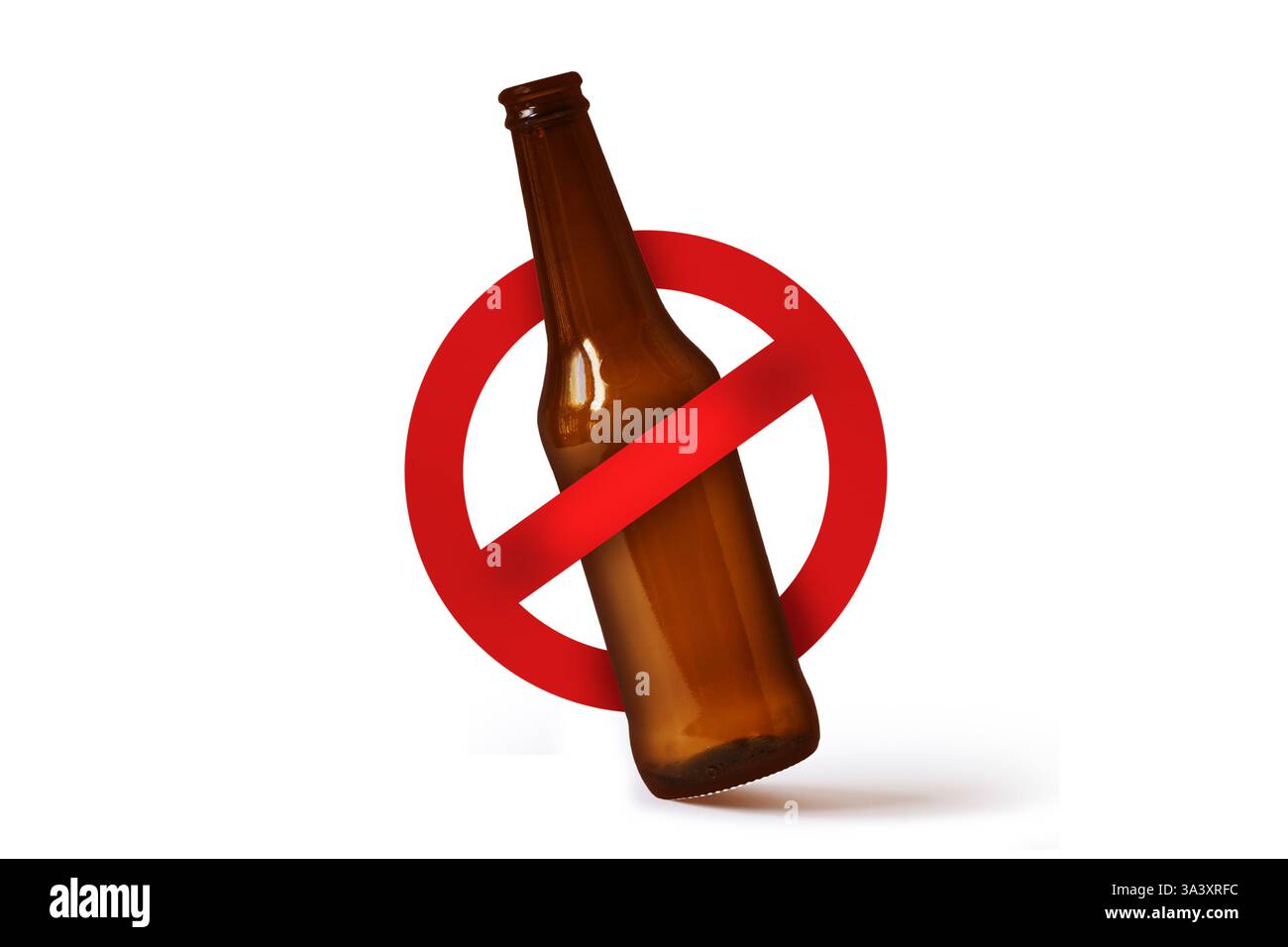 Beer bottle with prohibition sign on white background - Alcohol ban ...