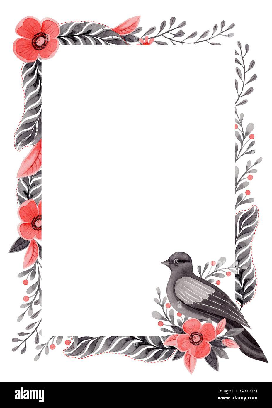 Vertical frame with dove bird and copy space in folk style. Stylized ...