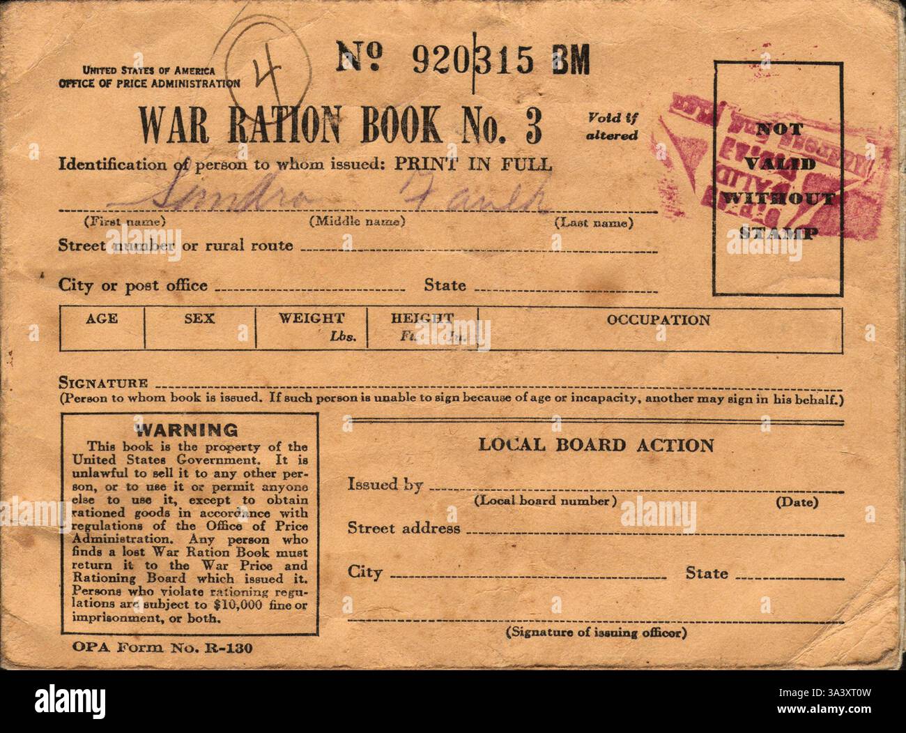 Food rationing in USA during WWII - - USA WAR Ration Book No. 3 circa ...