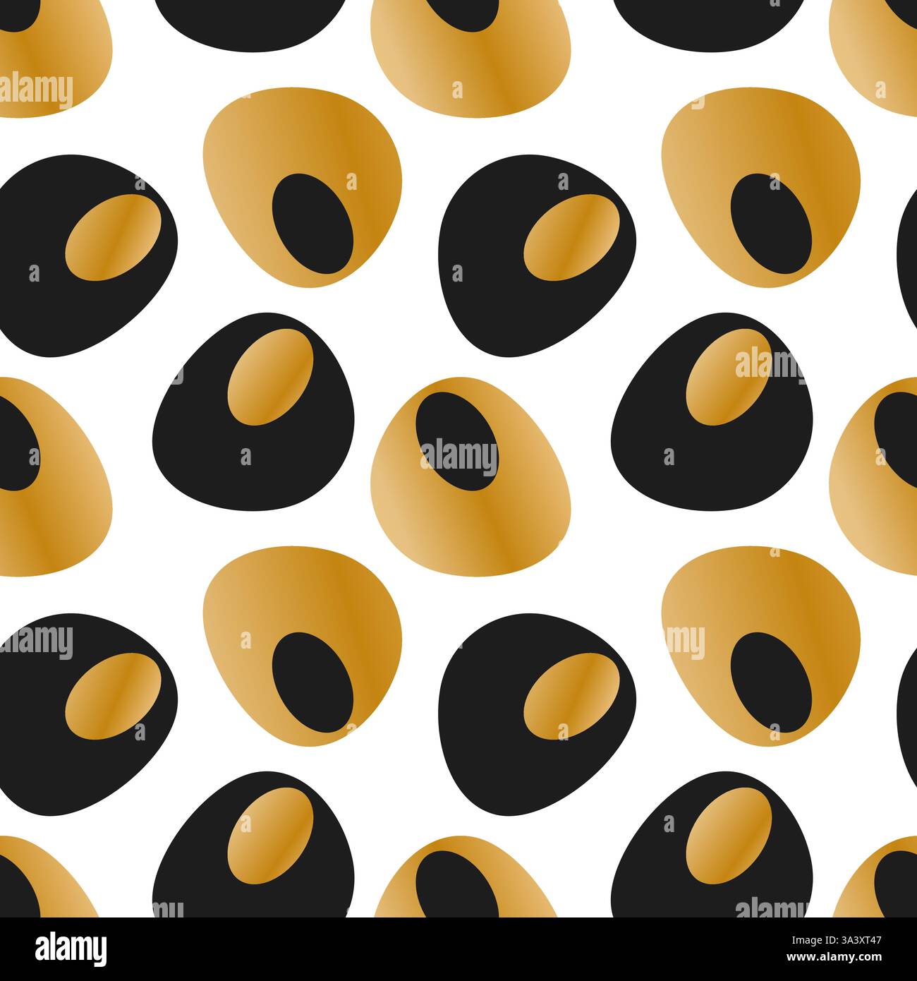 Abstract pattern with smooth stones or pebbles, gold and black. Vector ...