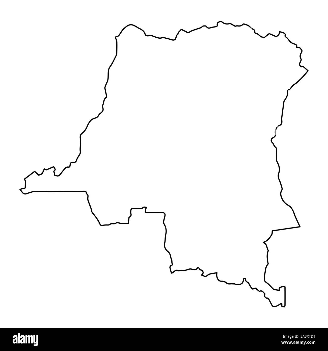 Black Outline Map, of Democratic Republic of Congo Stock Vector Image ...