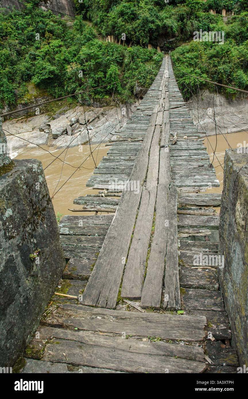 Wooden rickety bridge over hi-res stock photography and images - Alamy