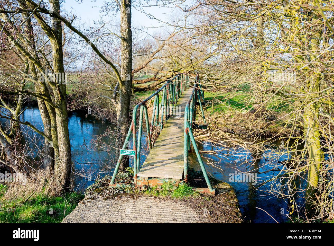Private steel foot bridge over the River Rye, Nunnington, North ...