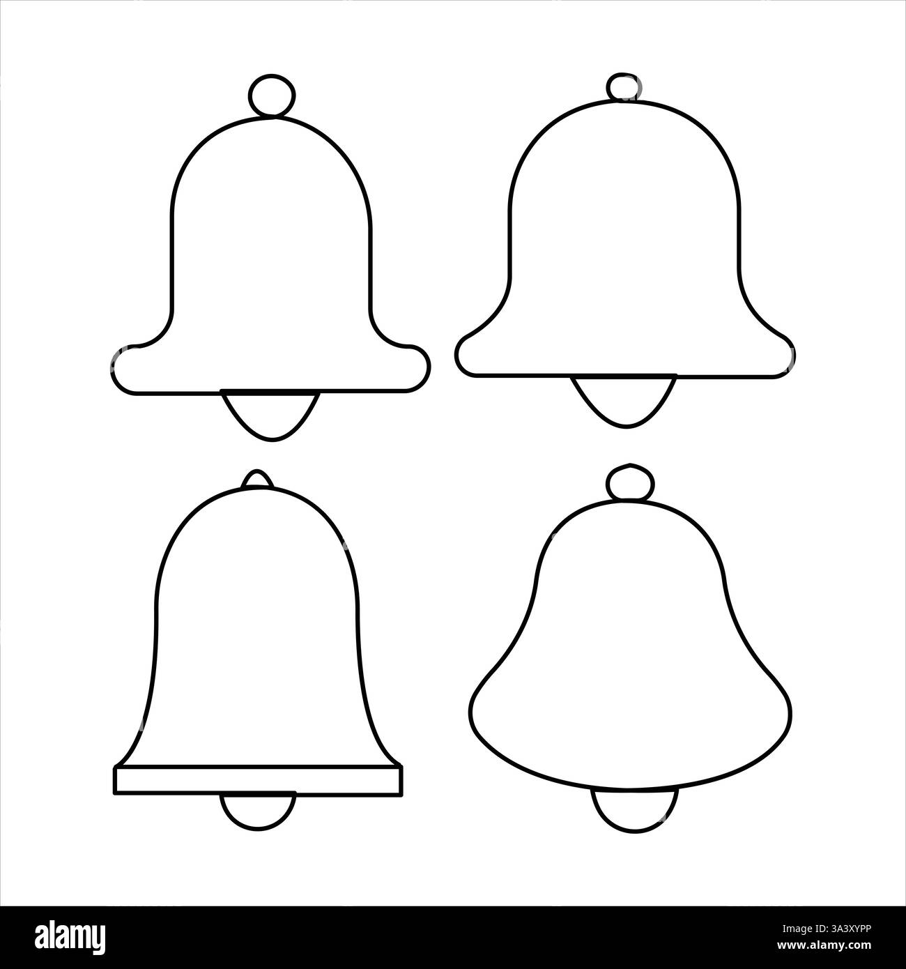 Bell set continuous one line art drawing of design. Bell linear design ...