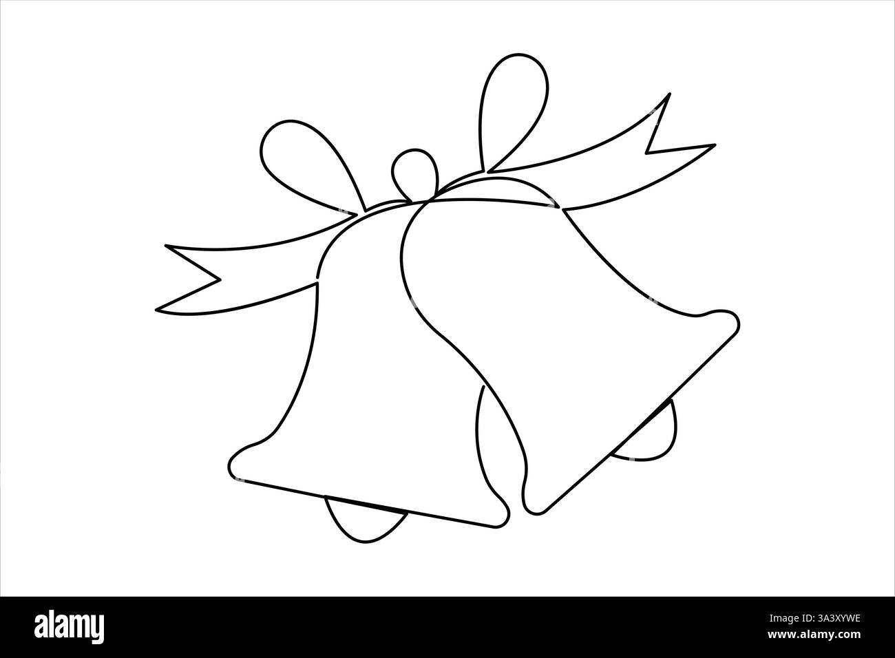 Bell continuous one line art drawing of design. Bell linear design outline vector illustration ...