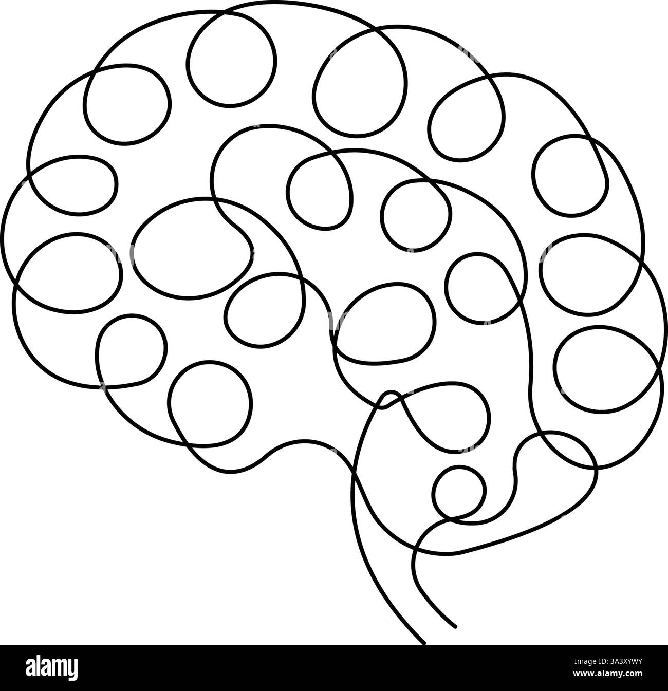 Human brain continuous one line art drawing of intelligence vector ...