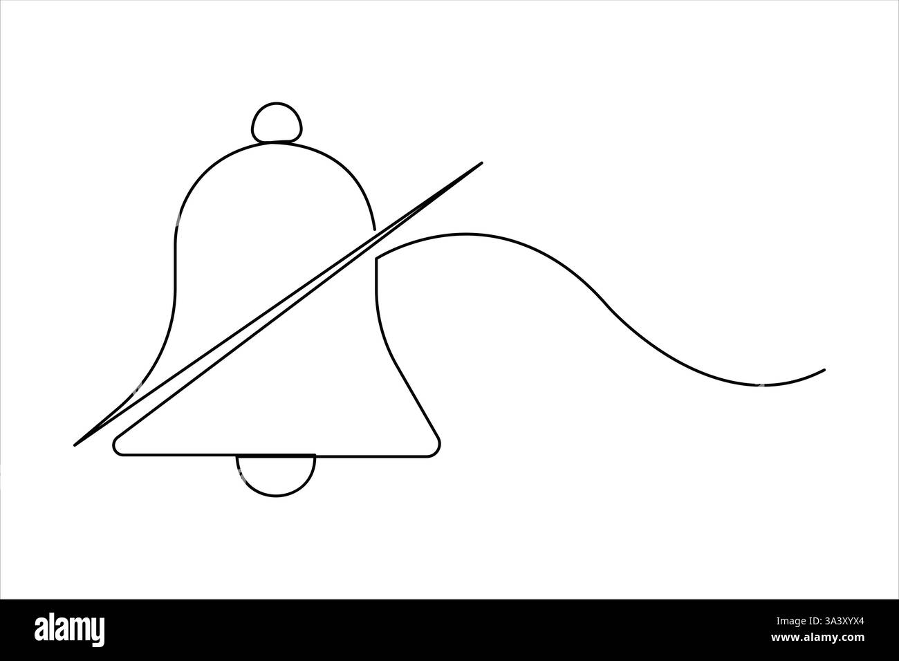 Bell continuous one line art drawing of design. Bell linear design outline vector illustration ...