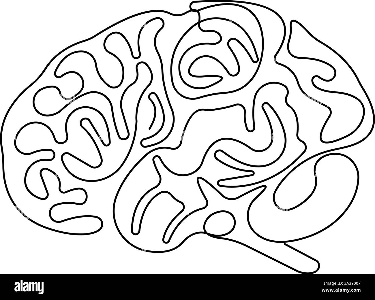 Human brain continuous one line art drawing of intelligence vector ...