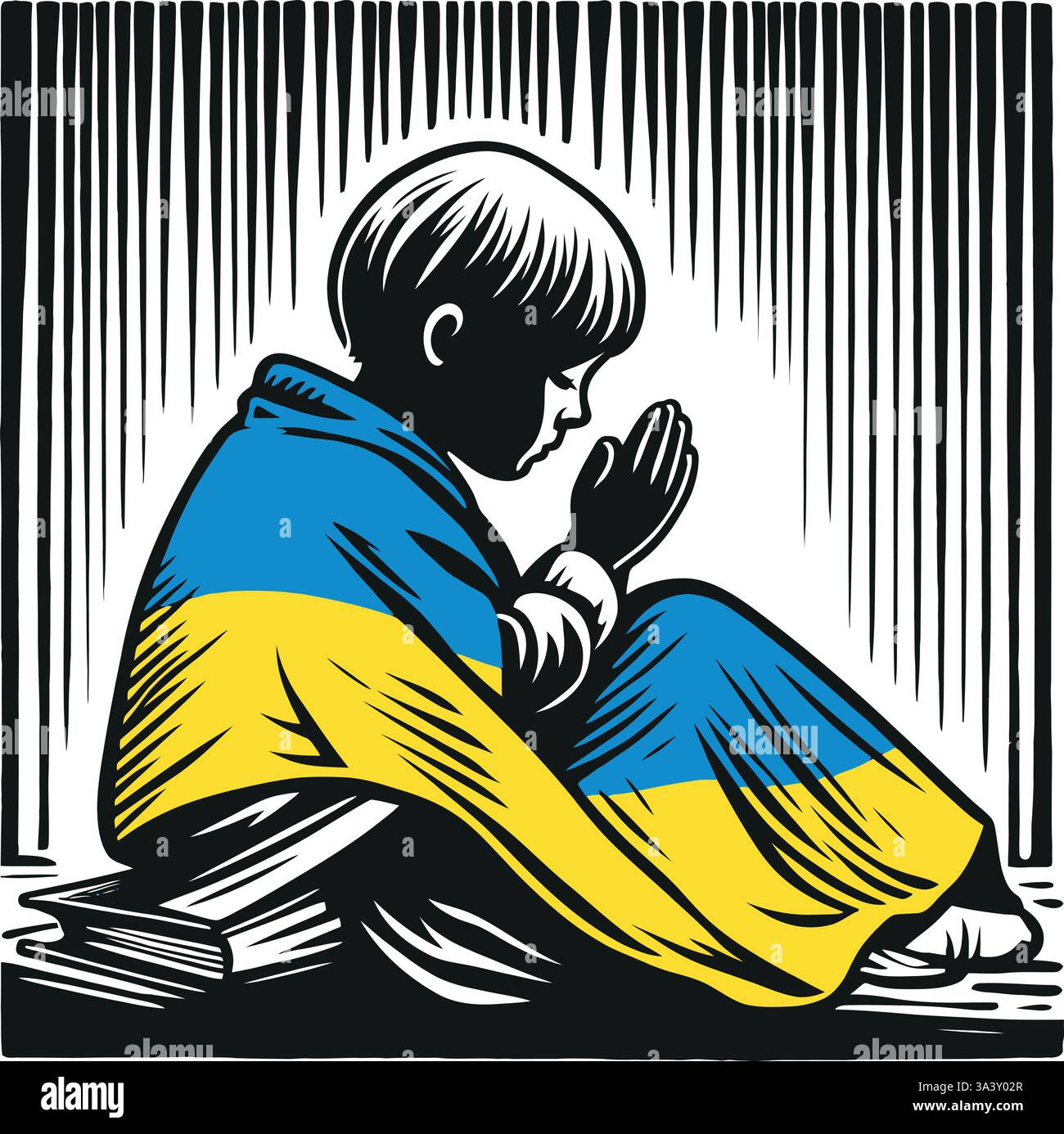 Unwavering Faith: A Ukrainian Child's Prayer for Peace. Vector ...
