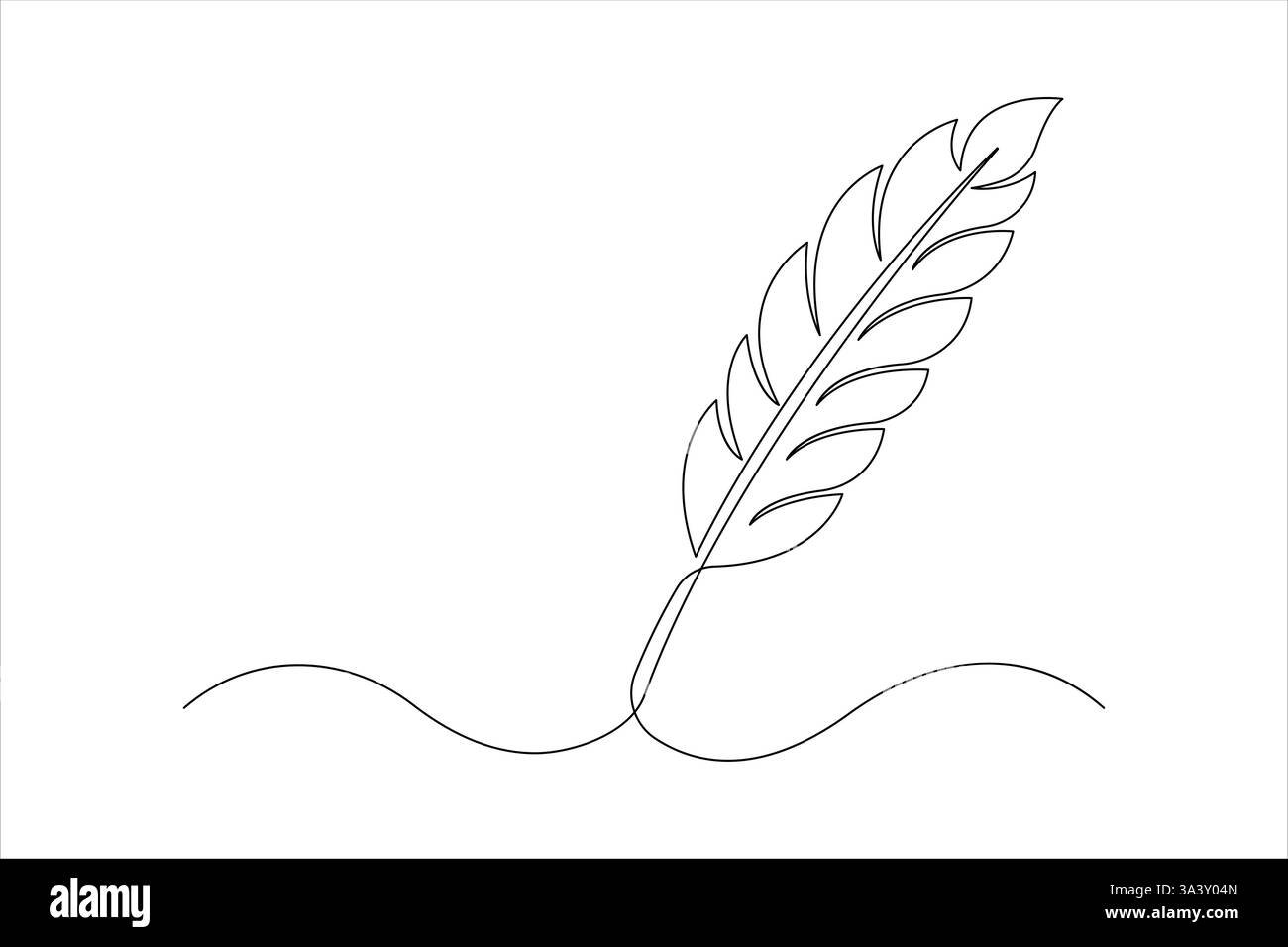 Bird feather continuous one line art drawing of outline vector ...