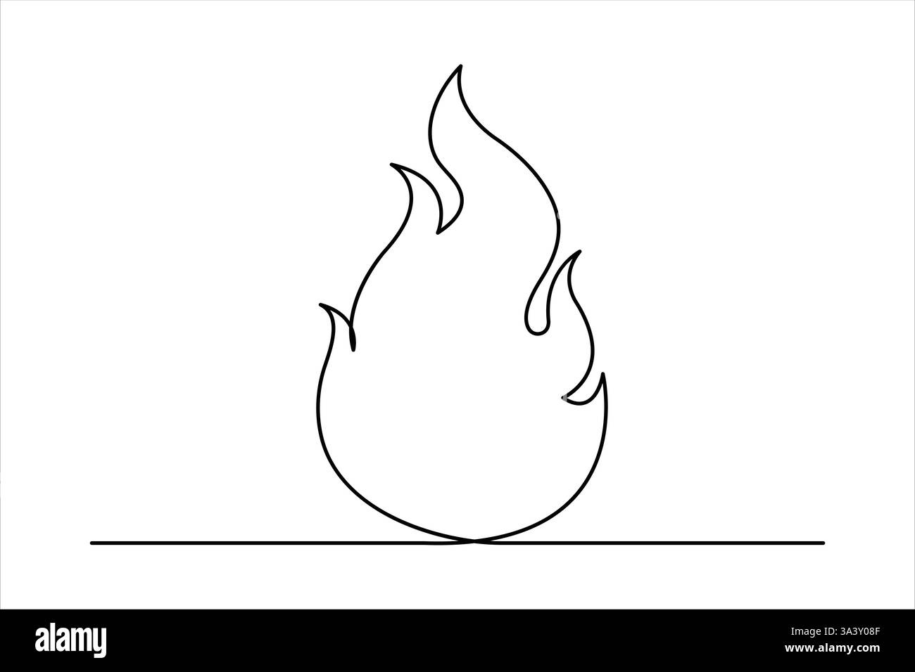 Continuous one line art drawing of fire flame shape, bonfire outline ...