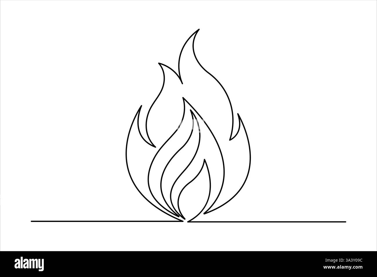 Continuous one line art drawing of fire flame shape, bonfire outline ...