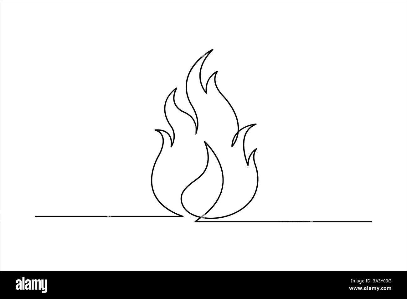 Continuous one line art drawing of fire flame shape, bonfire outline ...