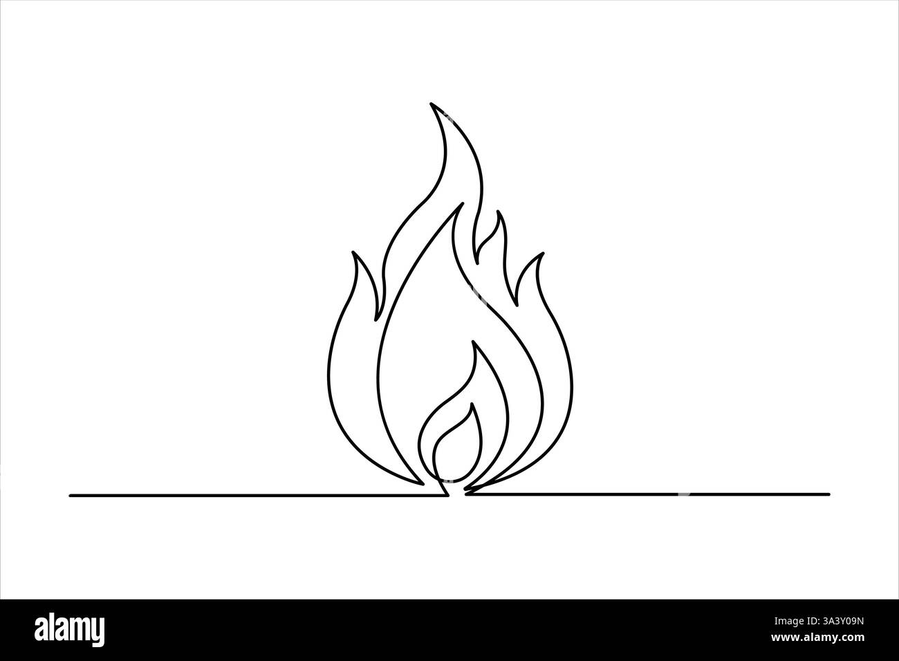 Continuous one line art drawing of fire flame shape, bonfire outline ...
