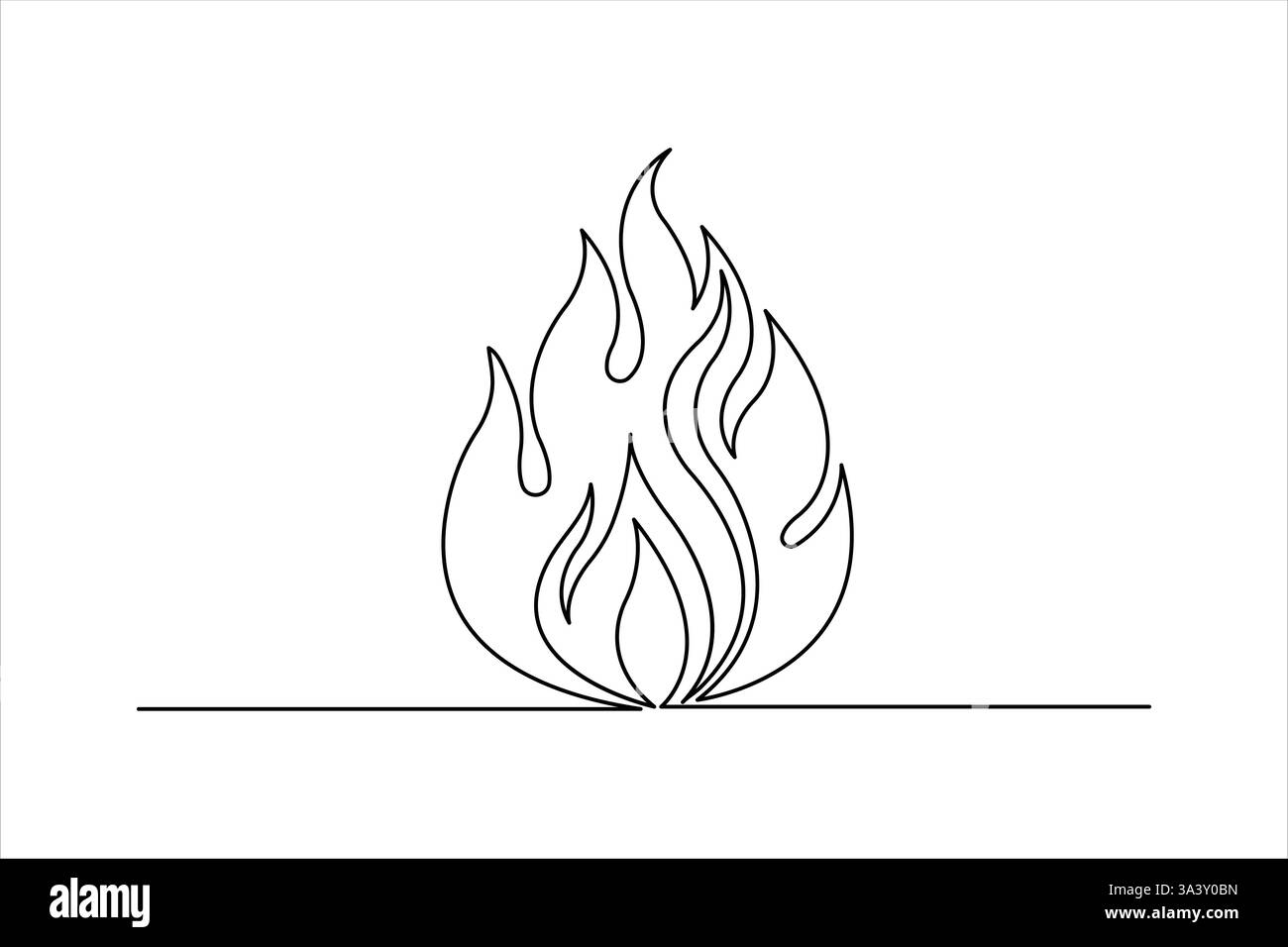 Continuous one line art drawing of fire flame shape, bonfire outline ...