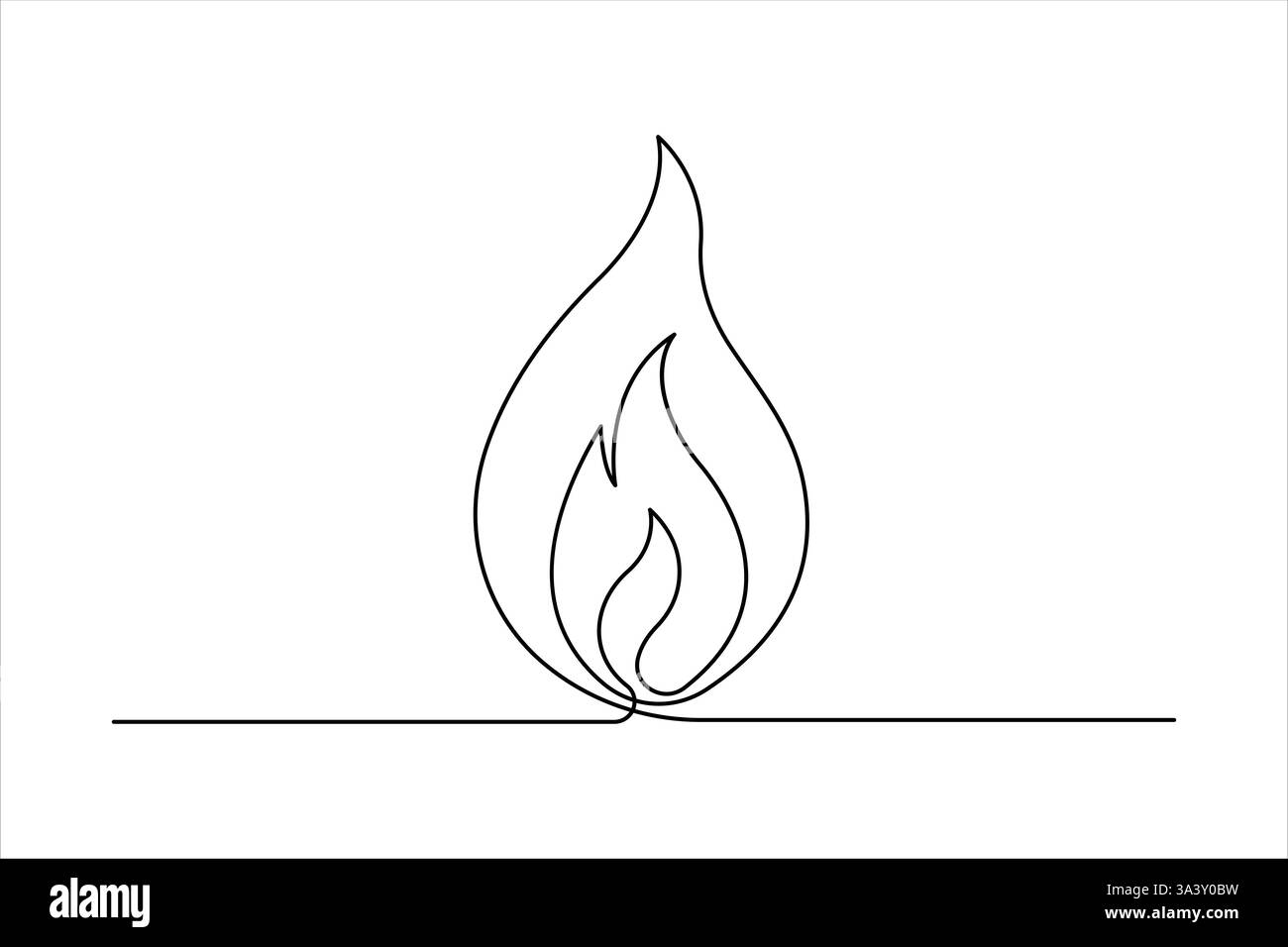 Continuous one line art drawing of fire flame shape, bonfire outline ...