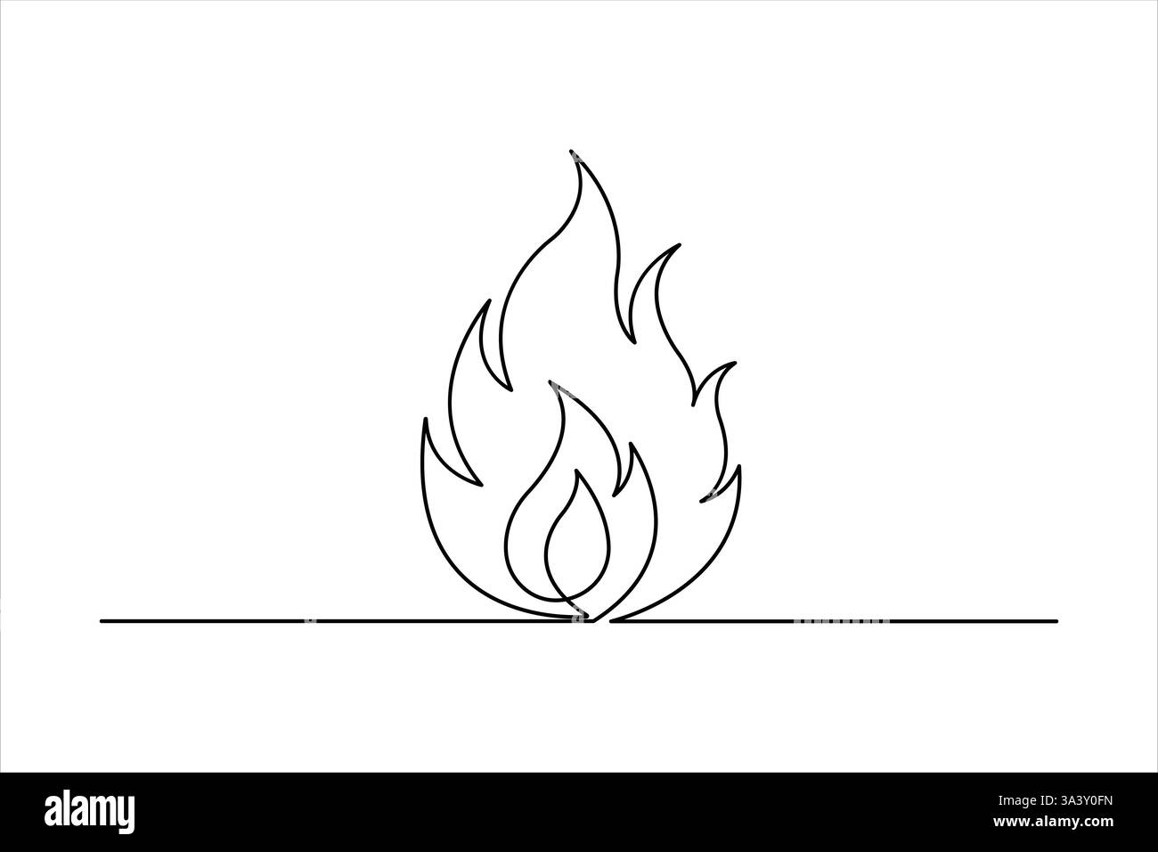 Continuous one line art drawing of fire flame shape, bonfire outline ...