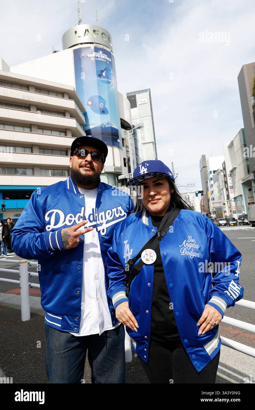 Tokyo, Japan. 18th Mar, 2025. Dodgers fans are seen at the shopping ...