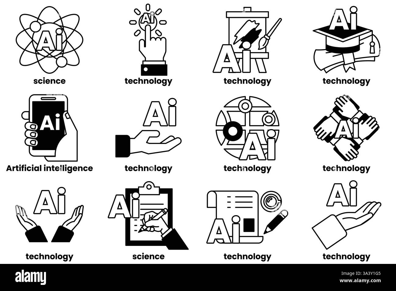 A Set of illustrations in the concept of Artificial Intelligence and ...
