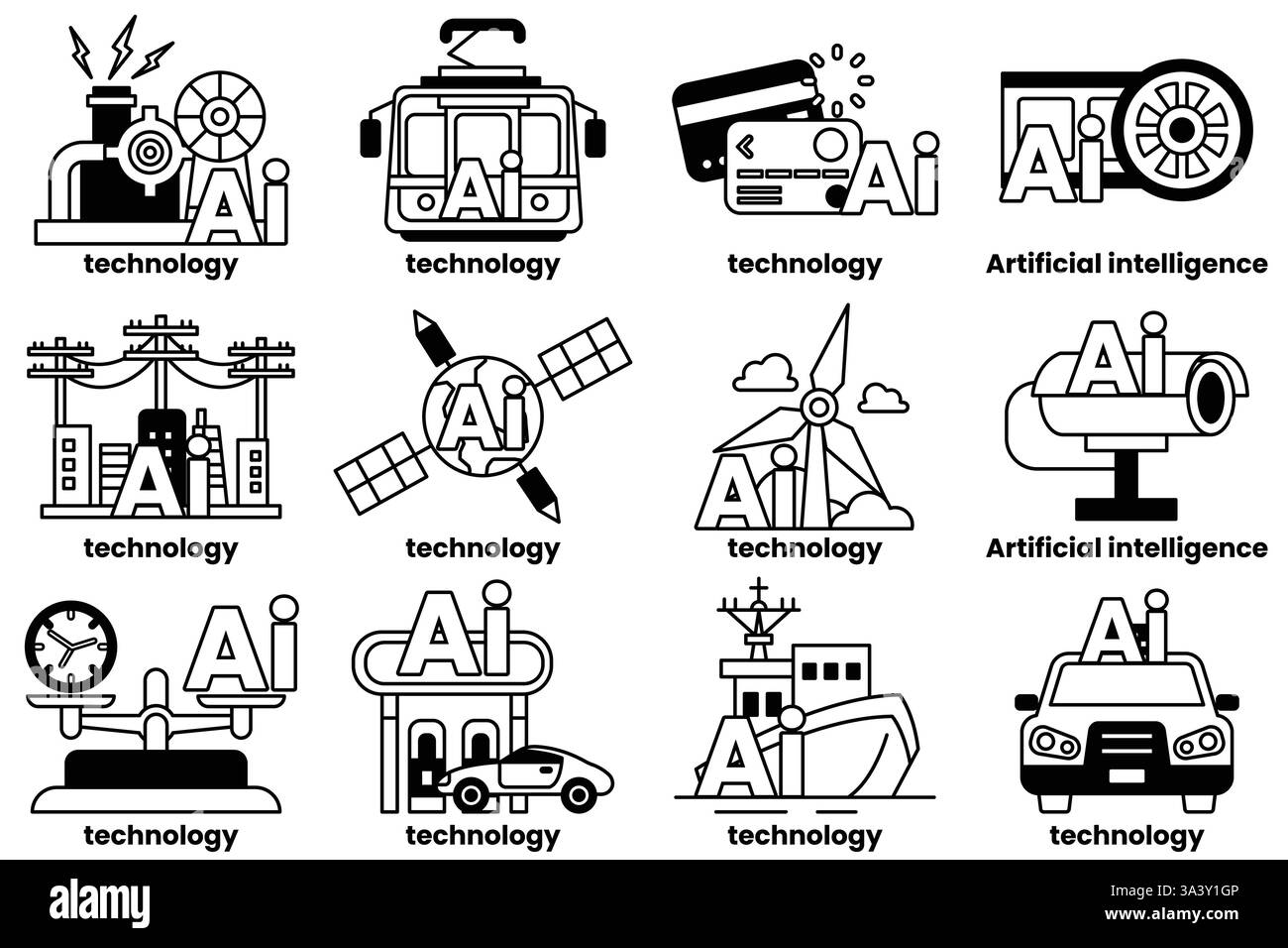 A Set of illustrations in the concept of Artificial Intelligence and ...