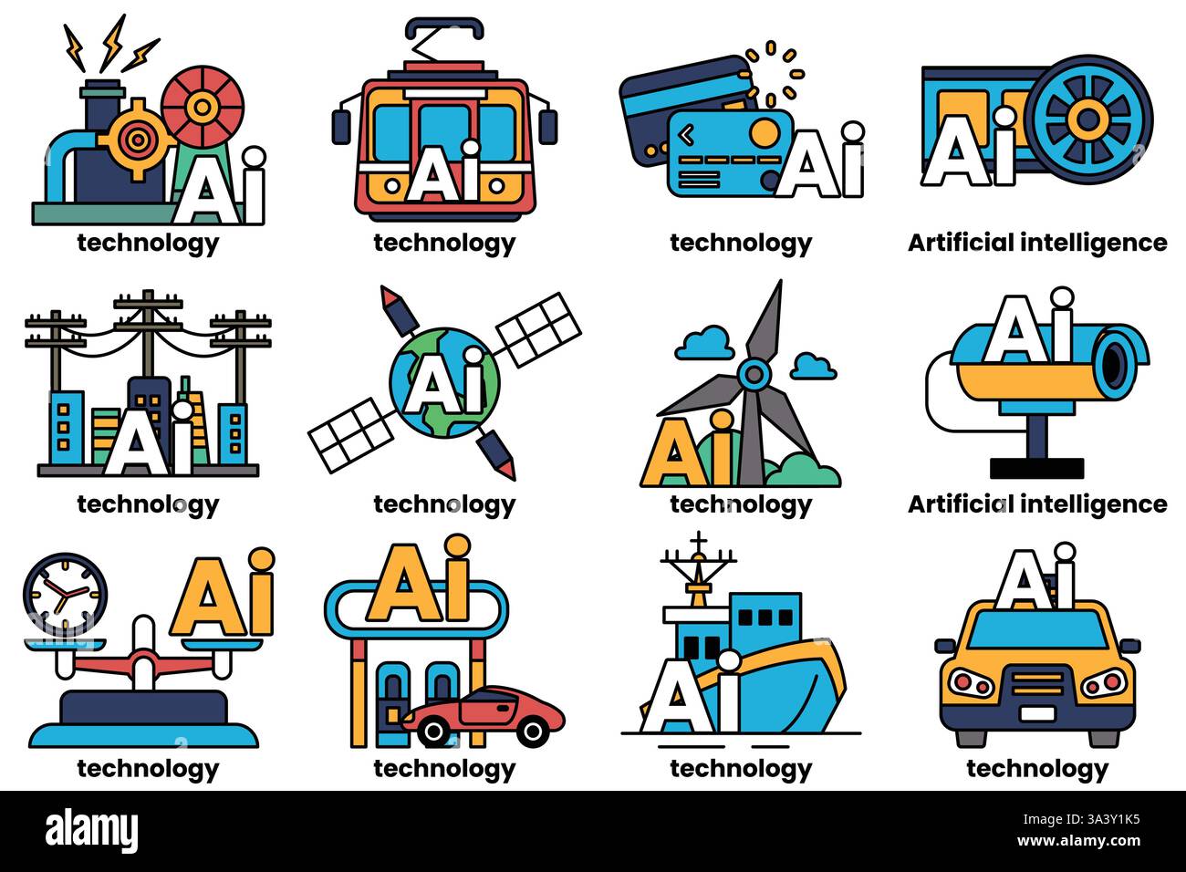 A Set of illustrations in the concept of Artificial Intelligence and ...