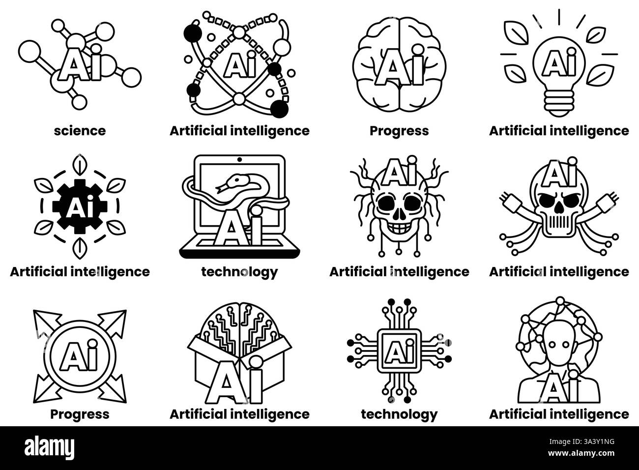A Set of illustrations in the concept of Artificial Intelligence and ...