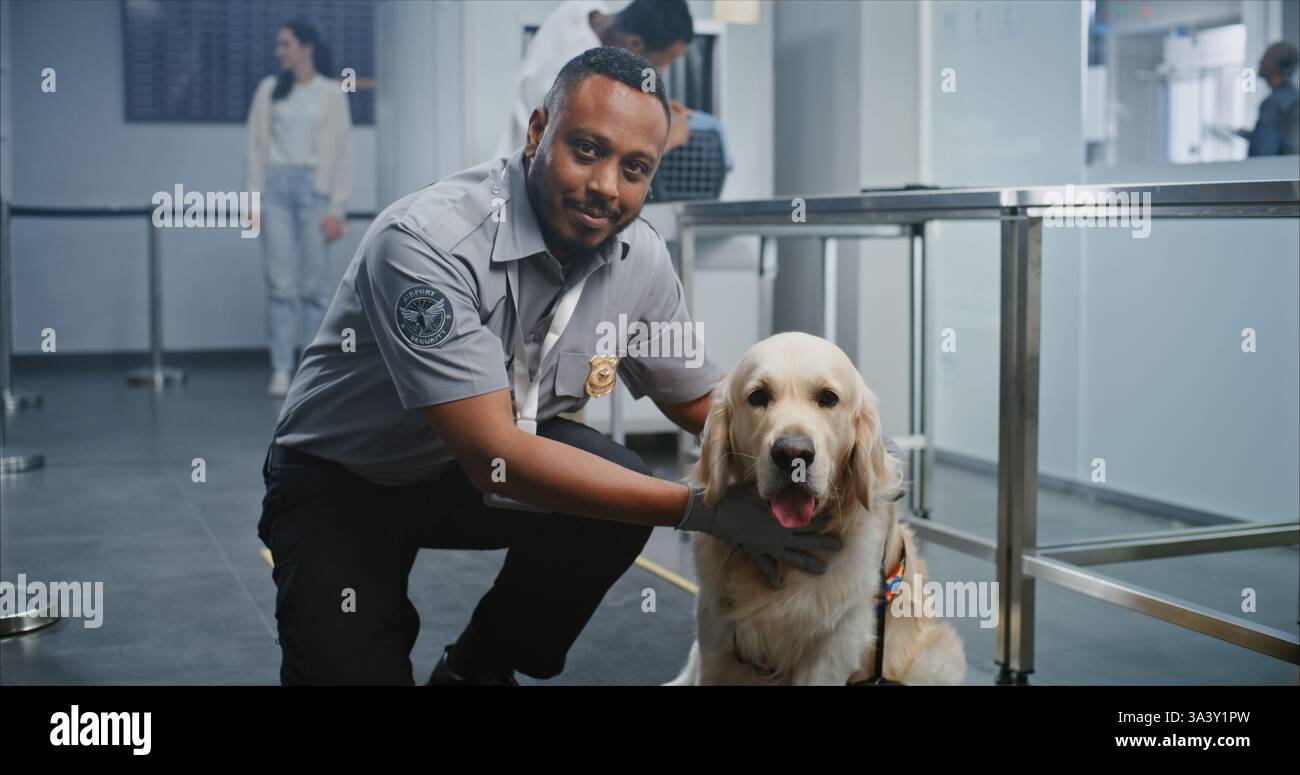 Airport terminal man golden retriever hi-res stock photography and ...