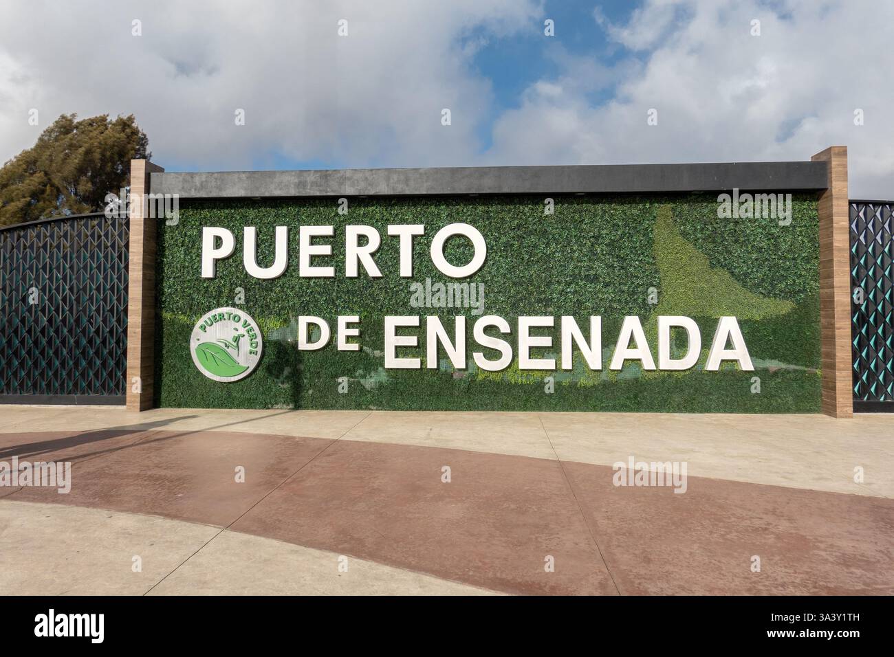 Pacific Coast Port Of Ensenada Port Sign, Green Port On The Baja ...