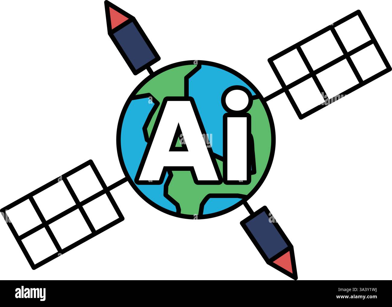 A blue and green globe with a white background and the letters AI on it ...