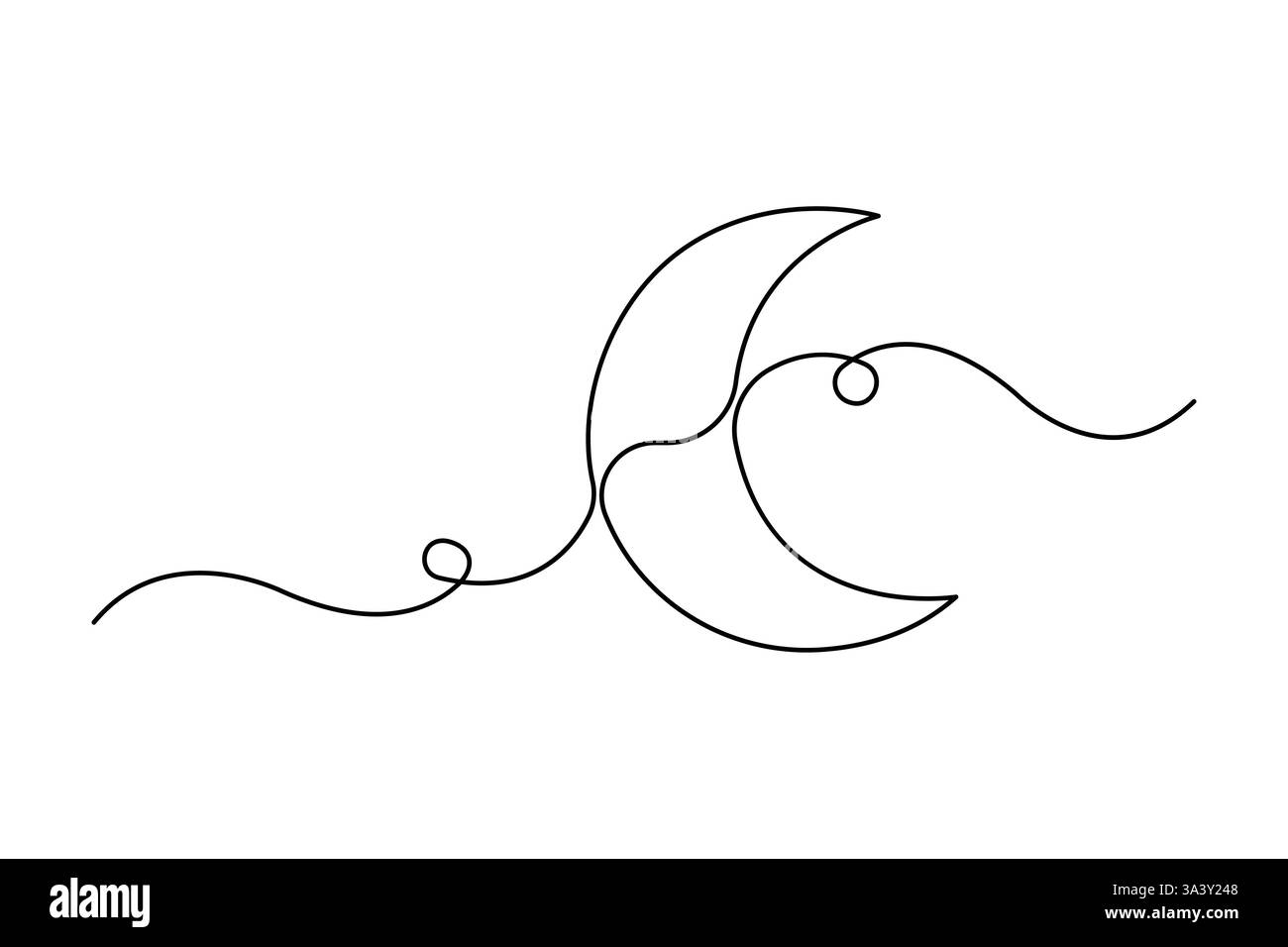 Moon continuous one line art drawing of Ramadan Kareem and Eid in ...