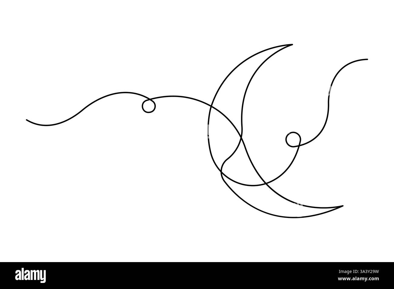 Moon continuous one line art drawing of Ramadan Kareem and Eid in ...