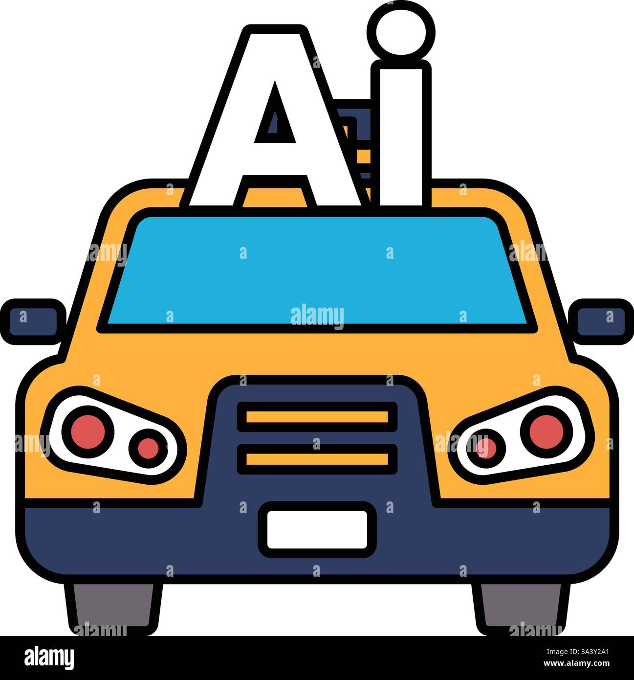 A yellow car with the letters AI on top. The car is a yellow school bus ...