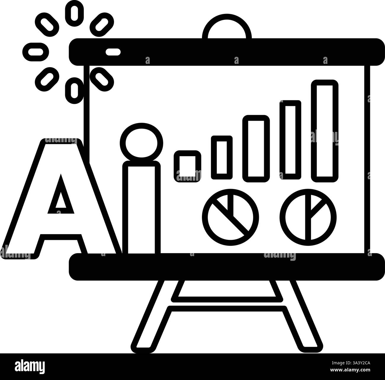 A sign with the letters AI on it In black and white line style Stock ...