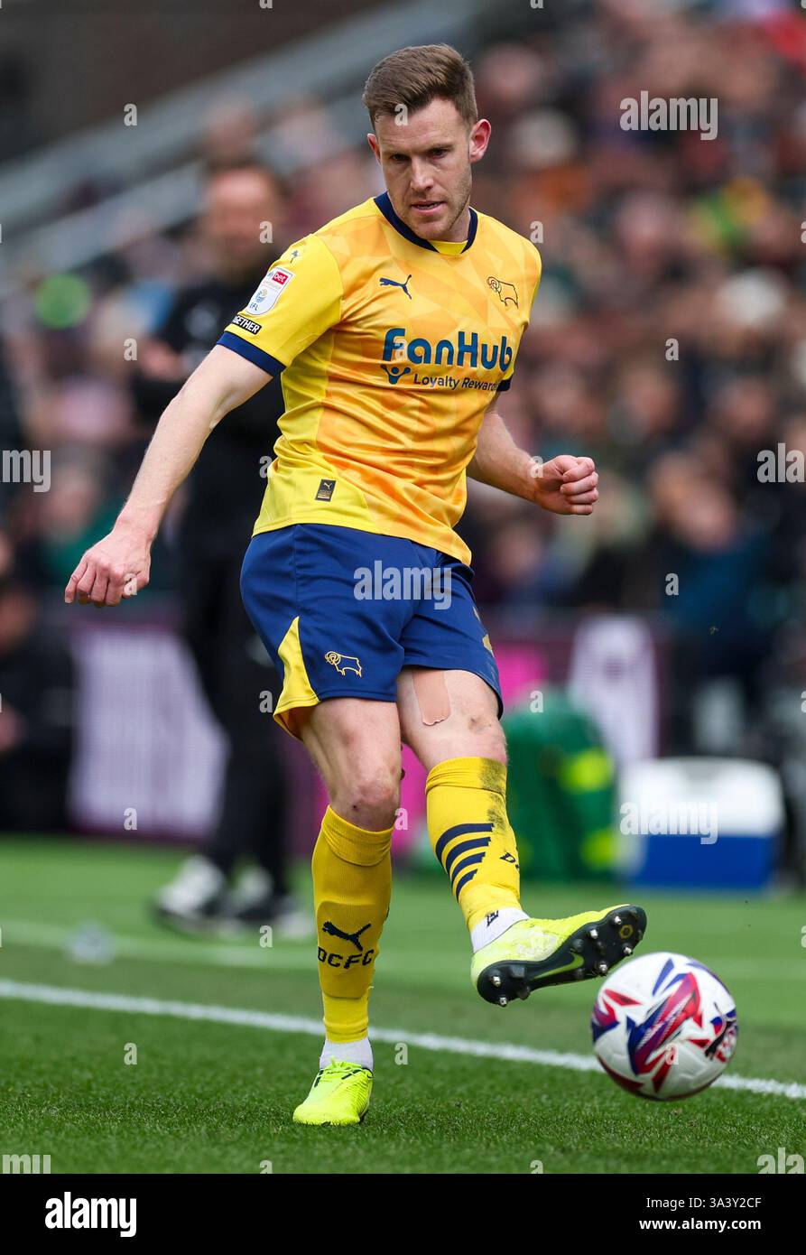Derby County's Callum Elder in action during the Sky Bet Championship ...