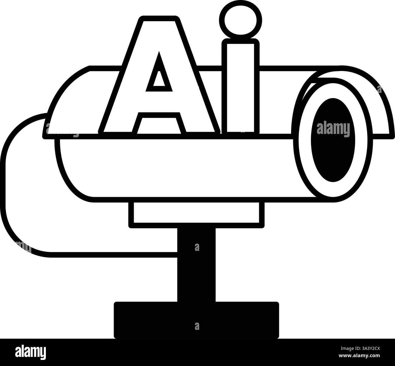 A sign with the letters AI on it In black and white line style Stock ...