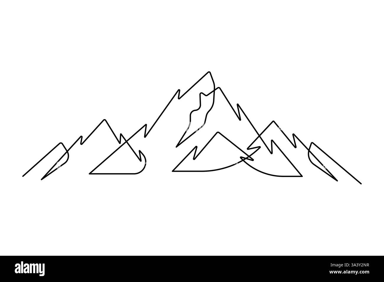 Continuous one line art drawing of mount vector illustration design ...