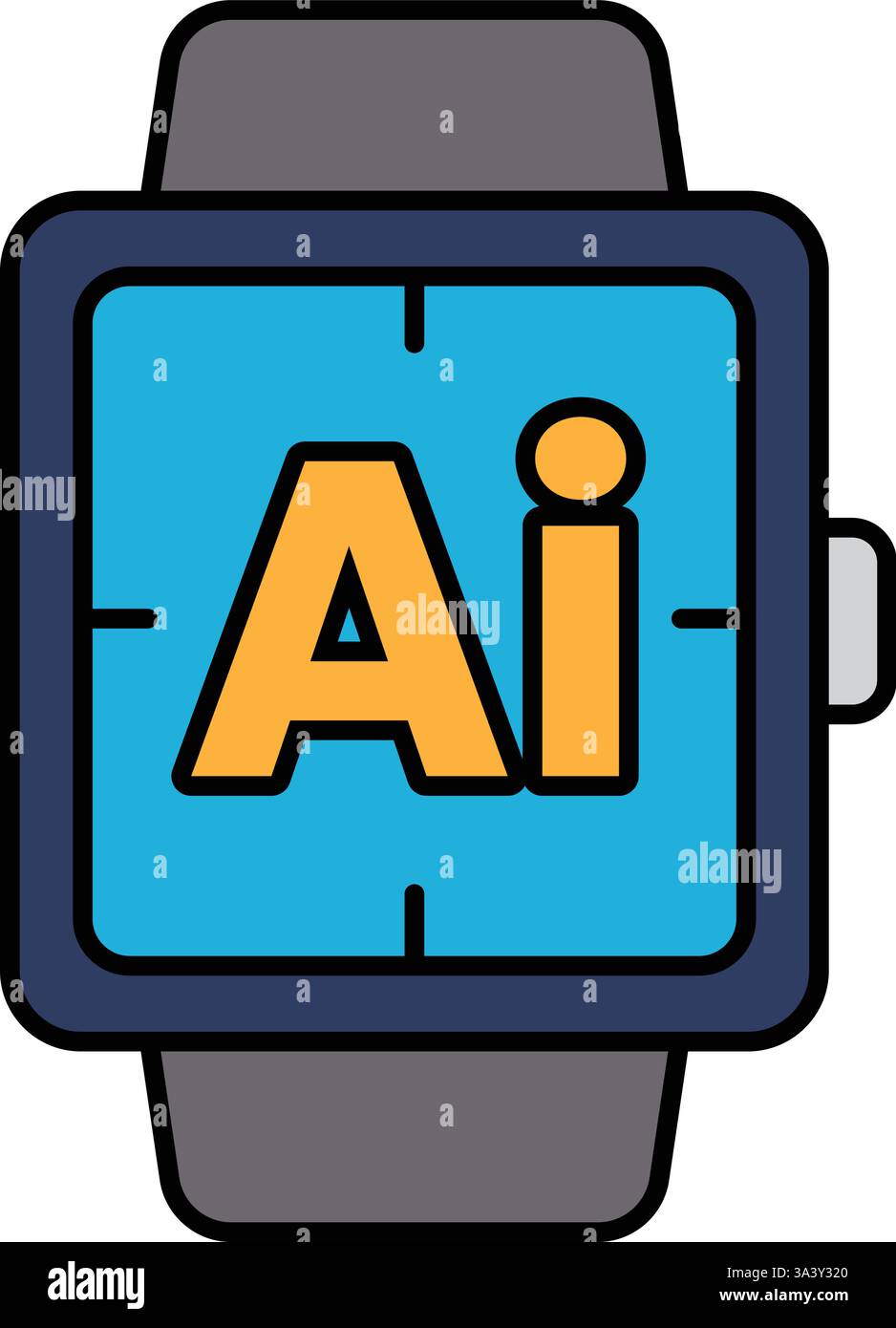 A watch with the letters AI on it. The watch is blue and orange. The ...