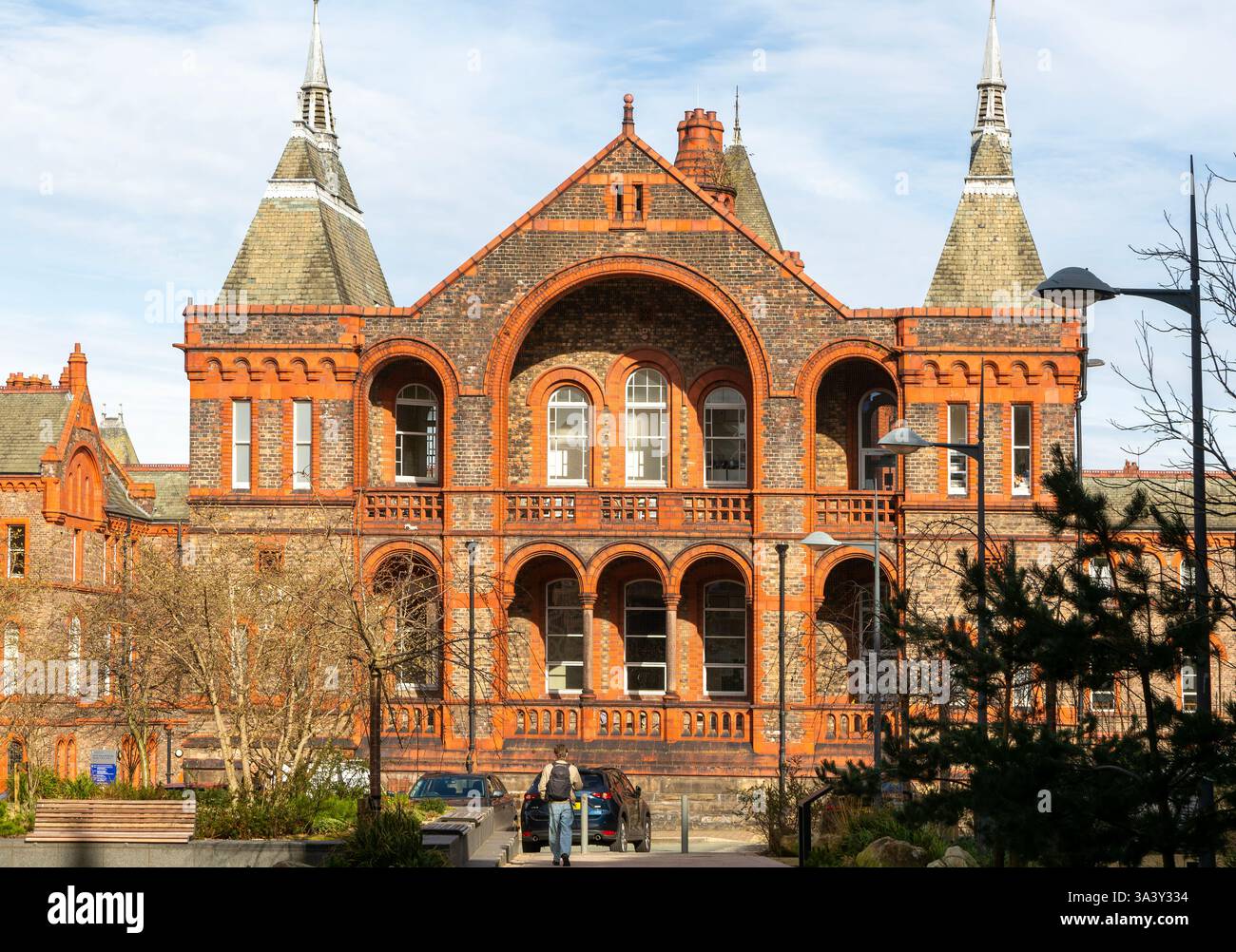 Red brick of historic Waterhouse buildings, North Campus, University of ...