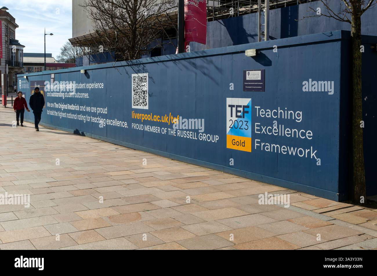 Construction site boards celebrating 2003 Teaching Excellence Framework ...
