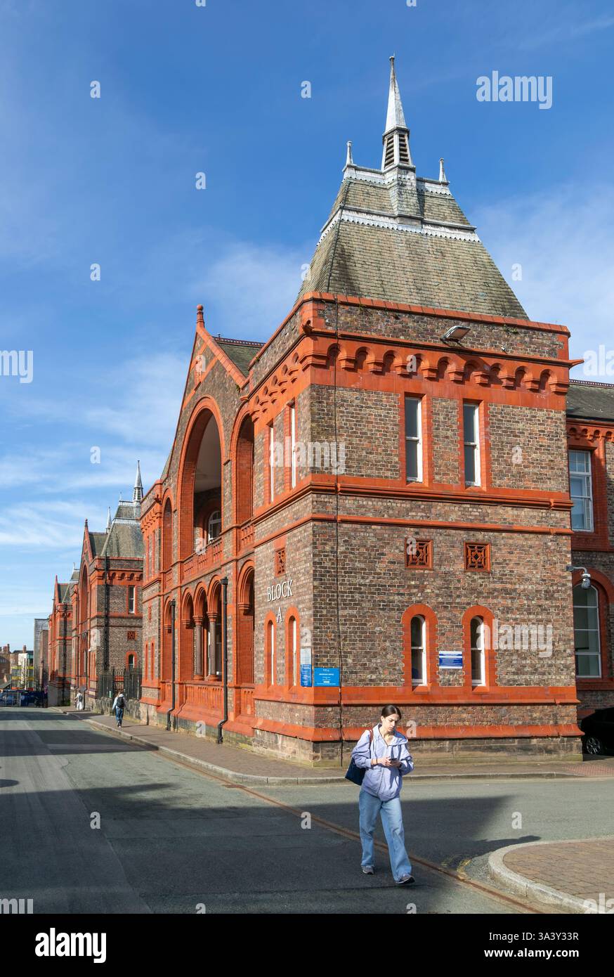 Red brick of historic Waterhouse buildings, North Campus, University of ...