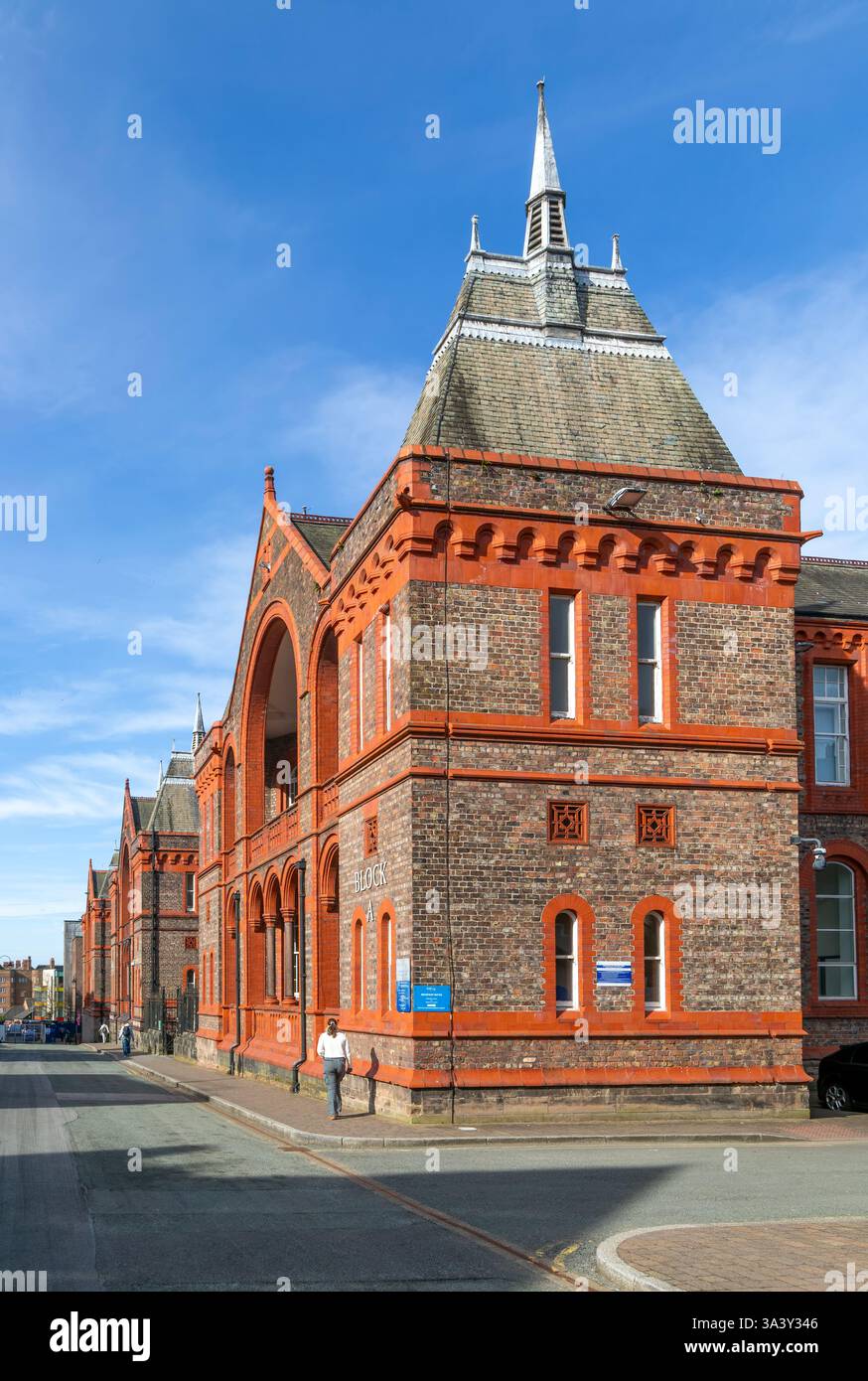 Red brick of historic Waterhouse buildings, North Campus, University of ...