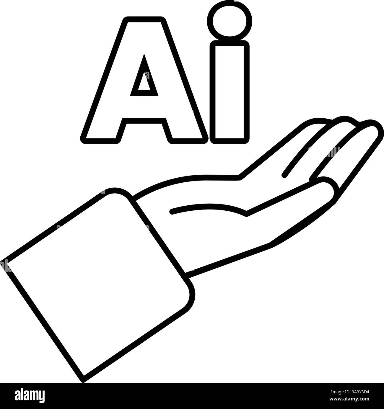 A hand holding a letter Ai In black and white line style Stock Vector ...