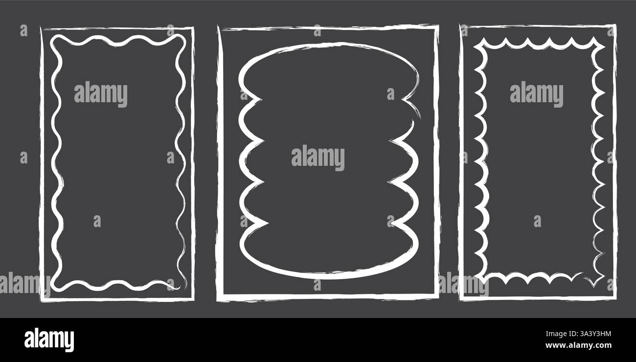 Hand drawn lace inner scalloped frames. Chalk line scalloped frames. 4 ...