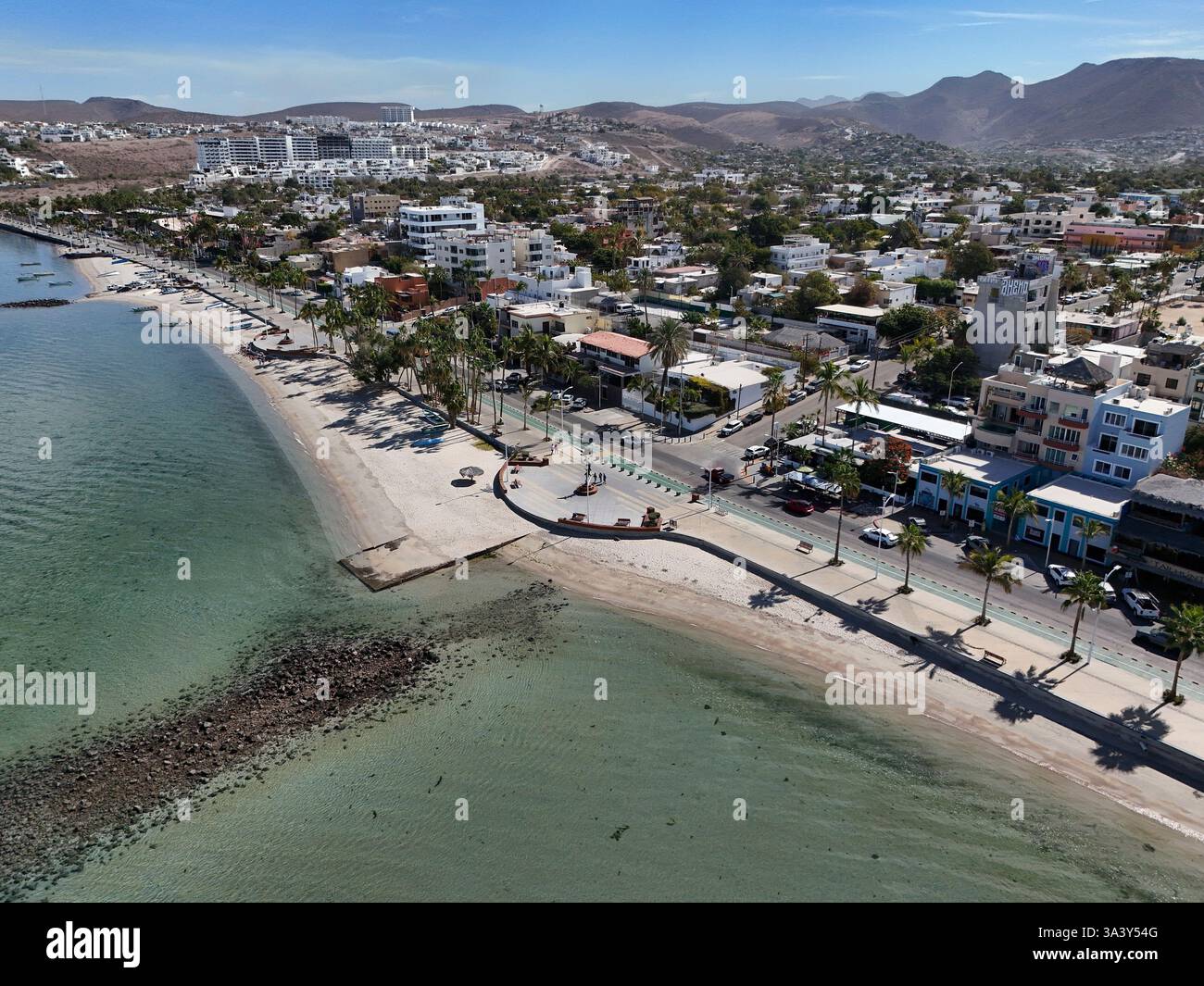 sandy beach in front of malecon in La Paz city, bcs, baja california ...