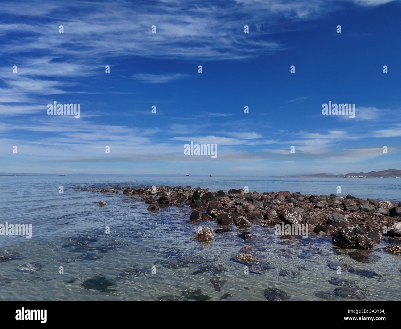 sandy beach in front of malecon in La Paz city, bcs, baja california ...