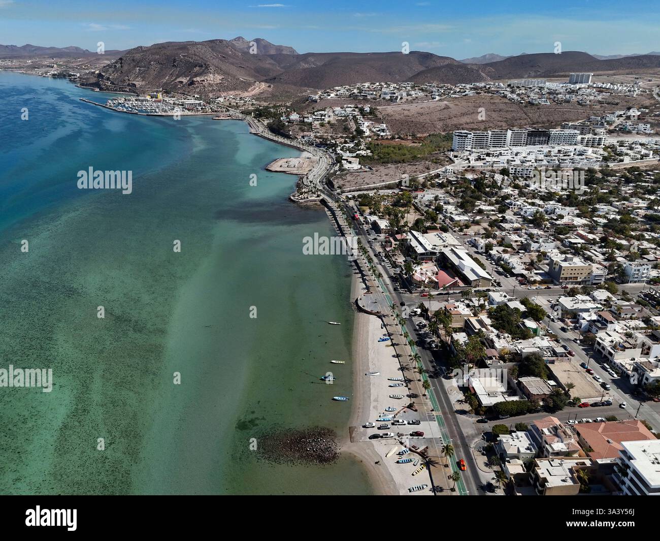 sandy beach in front of malecon in La Paz city, bcs, baja california ...