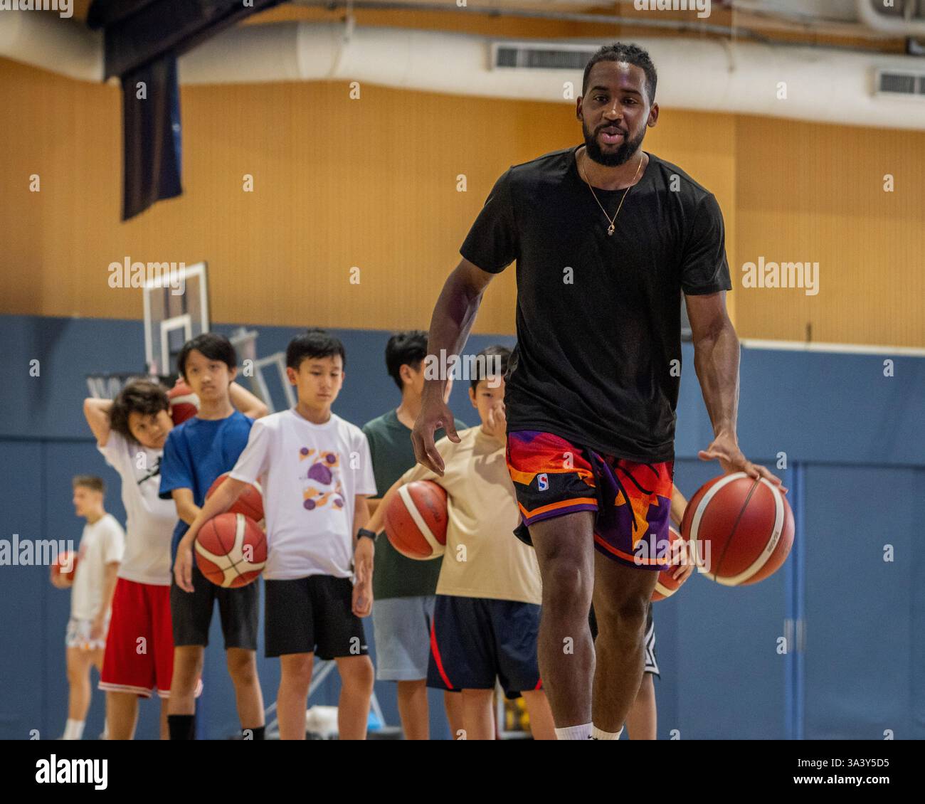 Bangkok, Thailand. 09th Mar, 2025. A basketball coach is seen showing a ...
