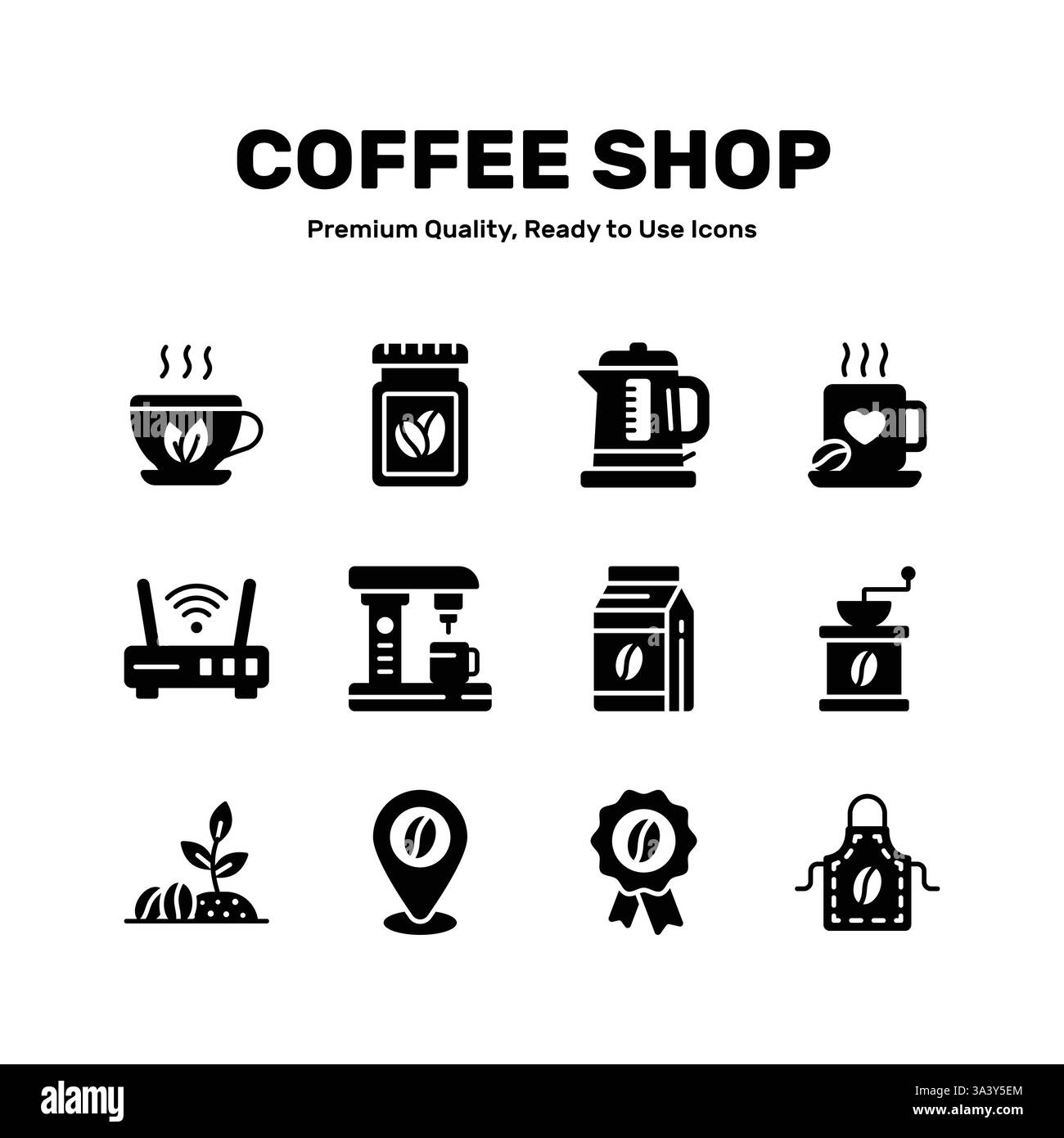 Check out this creative coffee shop icons set in editable style Stock ...