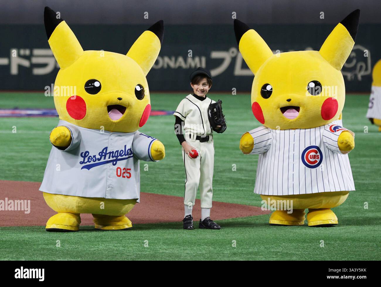 Pikachu of Pokémon appear prior to the MLB Tokyo Series opening game ...