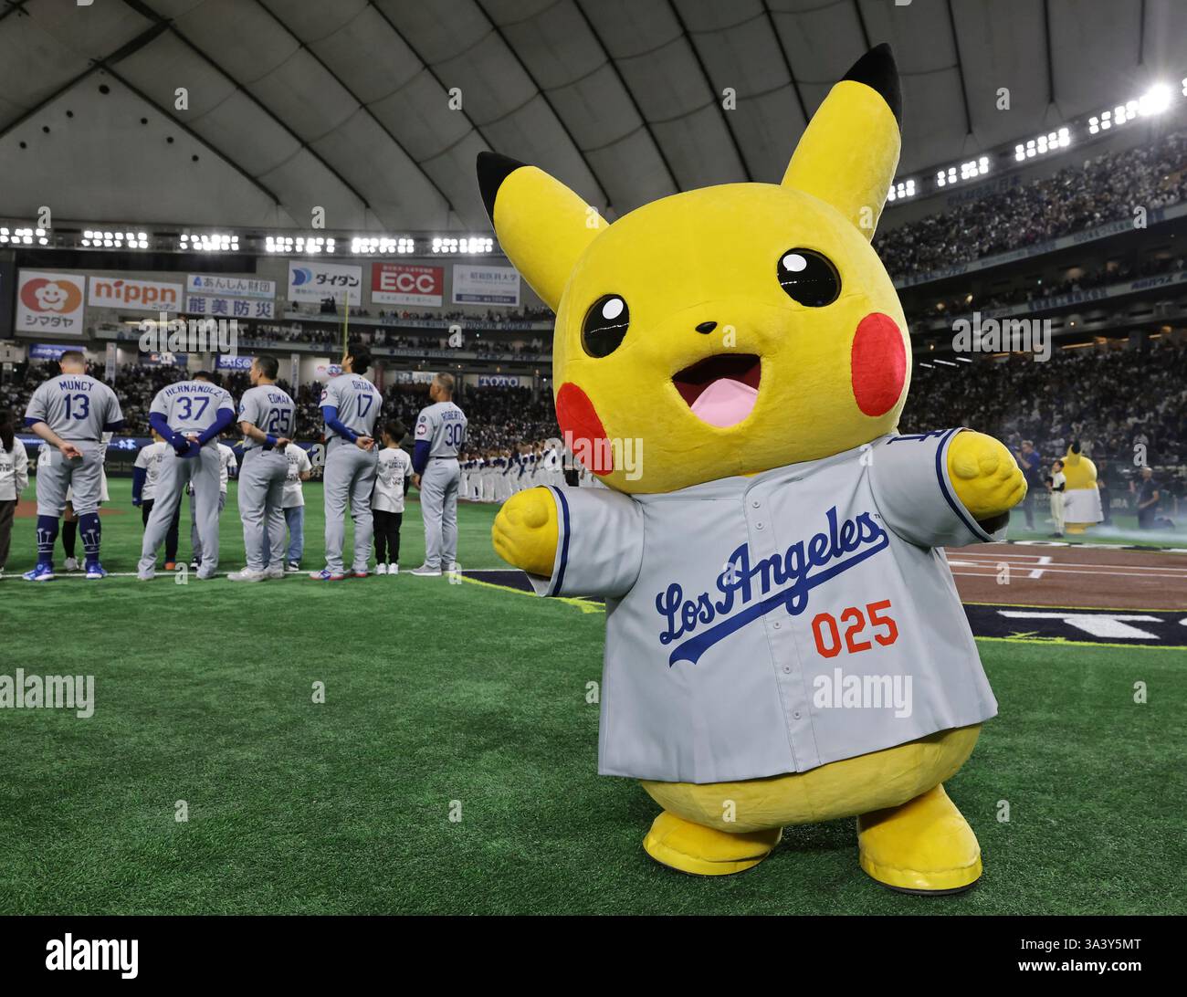 Pikachu of Pokémon appears prior to the MLB Tokyo Series opening game ...